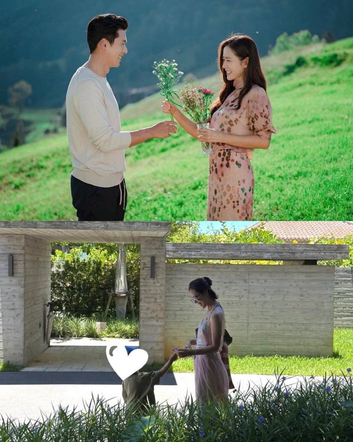 Son Ye Jin Hyun Bin mải chụp ảnh cho nhau không trông chừng con để bé ...